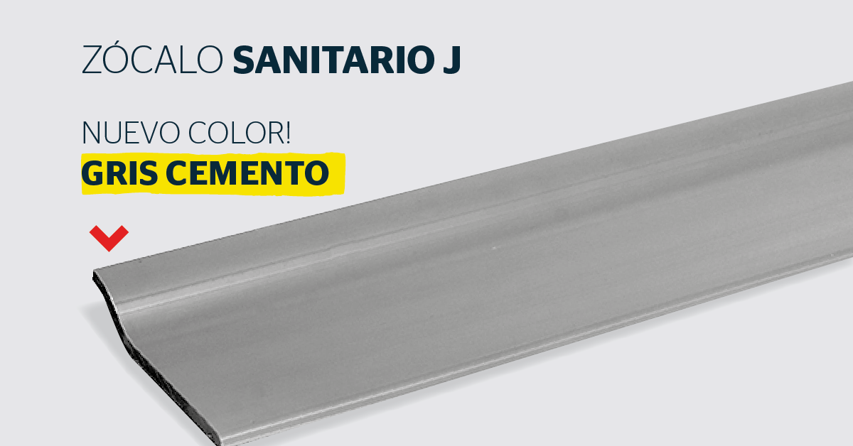 Nuevo Zócalo Sanitario J de PVC: color Gris Cemento